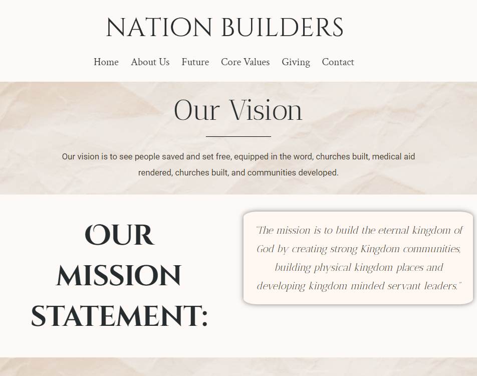Nation Builders Mission – Rebekah Painter Web Design